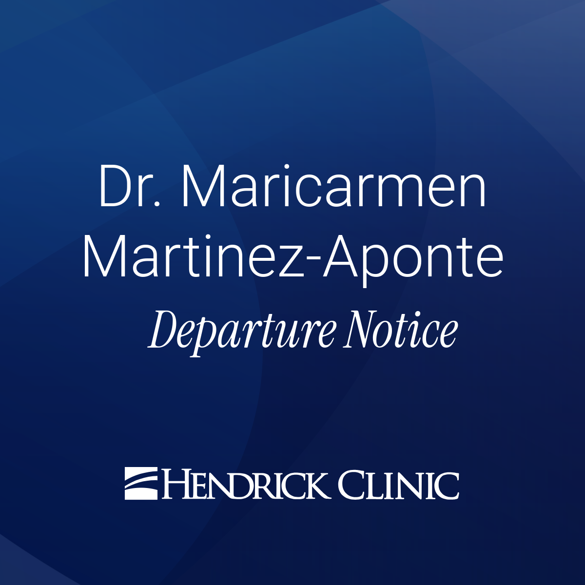 Dr. Maricarmen Martinez-Aponte Departure Notice